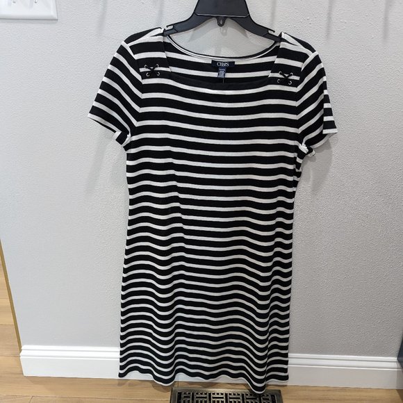 Chaps | Dresses | Nwt Chaps Black And White Striped Dress | Poshmark